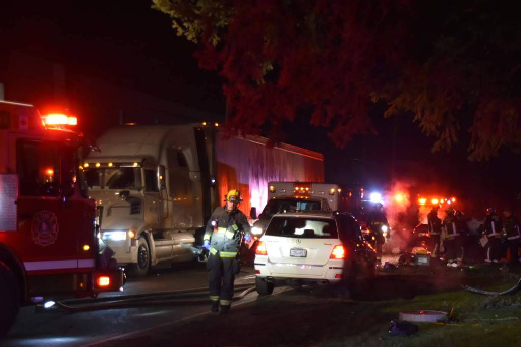 Tractor-trailer in multi-vehicle crash near Surrey-Langley border ...