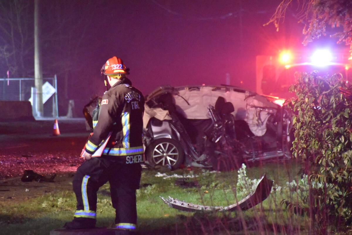 Tractor-trailer in multi-vehicle crash near Surrey-Langley border ...